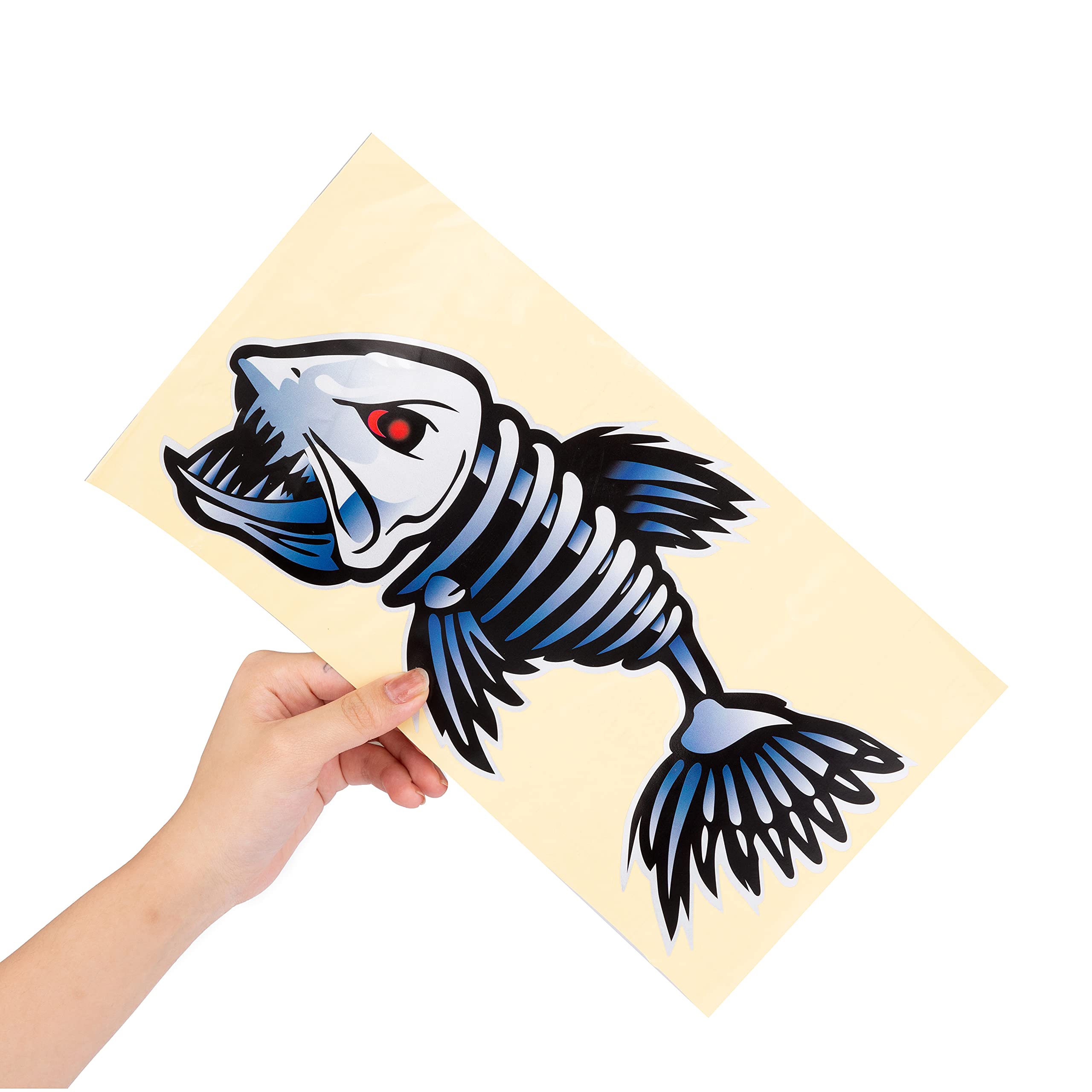 TRINKA Fish Skeleton Waterproof Decal - 2Pcs Vinyl Sticker (12 inch x 6 inch Each ) for Kayak, Fishing Boat, Car, Truck, Canoe,Pontoon