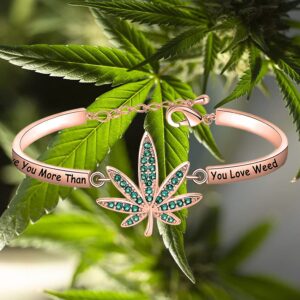 FOTAP 420 Gift Marijuana Jewelry I Love You More Than You Love Weed Bracelet Weed Gift Valentine’s Gift (Weed RG-B)