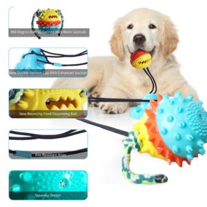 KHAZIX Dog Toys for Aggressive Chewers, Indestructible Dog Rope Toys with 2 Powerful Suction Cup and 2 Balls for Large Small Dogs, Interactive Dog Puzzle Toys