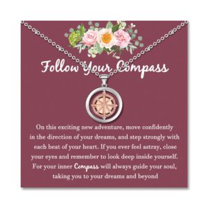 shonyin rotate compass necklace for women coworker leaving gifts for women graduation 2024 birthday travel inspirational retirement goodbye new job jewelry gifts sobriety gifts for women