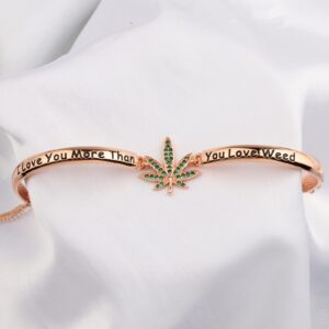 FOTAP 420 Gift Marijuana Jewelry I Love You More Than You Love Weed Bracelet Weed Gift Valentine’s Gift (Weed RG-B)