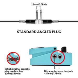 Augioth 12 Inch Guitar Patch Cable 30 CM Performance Guitar Effect Pedal Cables Straight to Angled 2Pack