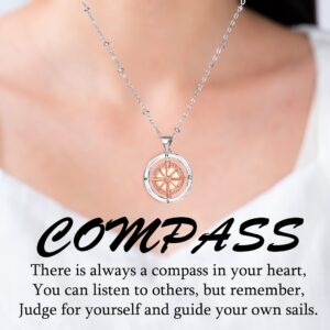 Shonyin Rotate Compass Necklace for Women Coworker Leaving Gifts for Women Graduation 2024 Birthday Travel Inspirational Retirement Goodbye New Job Jewelry Gifts sobriety gifts for women