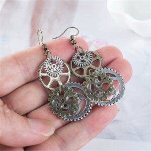 ONLYJUMP Vintage Steam Gear Earrings for Women Personalized Retro Antique Bronze Steampunk Gear Pendant Dangle Drop Earrings Jewelry (Steam Gear)