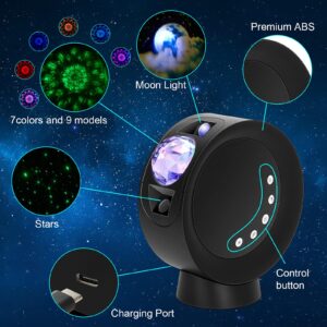 LooEooDoo LED Star Projector Light, Galaxy Lighting, Moon Nebula Night Lamp with Base, Remote Control and Battery Operated for Gaming Room, Home Theater, Bedroom, or Mood Ambiance (Black)