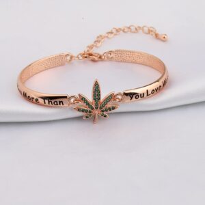 FOTAP 420 Gift Marijuana Jewelry I Love You More Than You Love Weed Bracelet Weed Gift Valentine’s Gift (Weed RG-B)