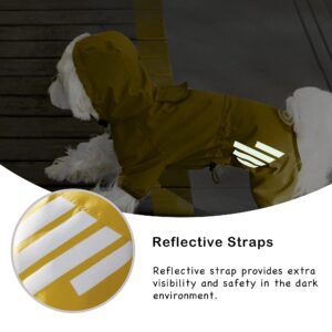 Cosibell Waterproof Puppy Dog Raincoats with Hood for Small Medium Dogs,Poncho with Reflective Strap, Lightweight Jacket with Leash Hole(L, Yellow)