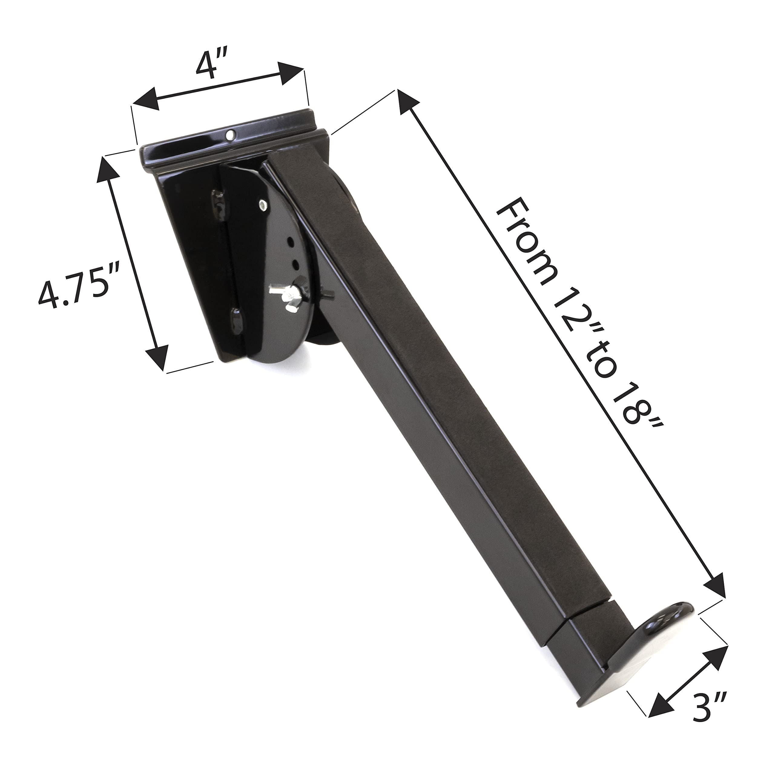 Heavy-duty Steel Slatwall Keyboard Arms (Pair), Telescoping Arms From 12" to 18" and Downward Angle is Adjustable to 15°, 30°, and 45° - Manufacturer Direct - (Quantity 1) (1, Black)