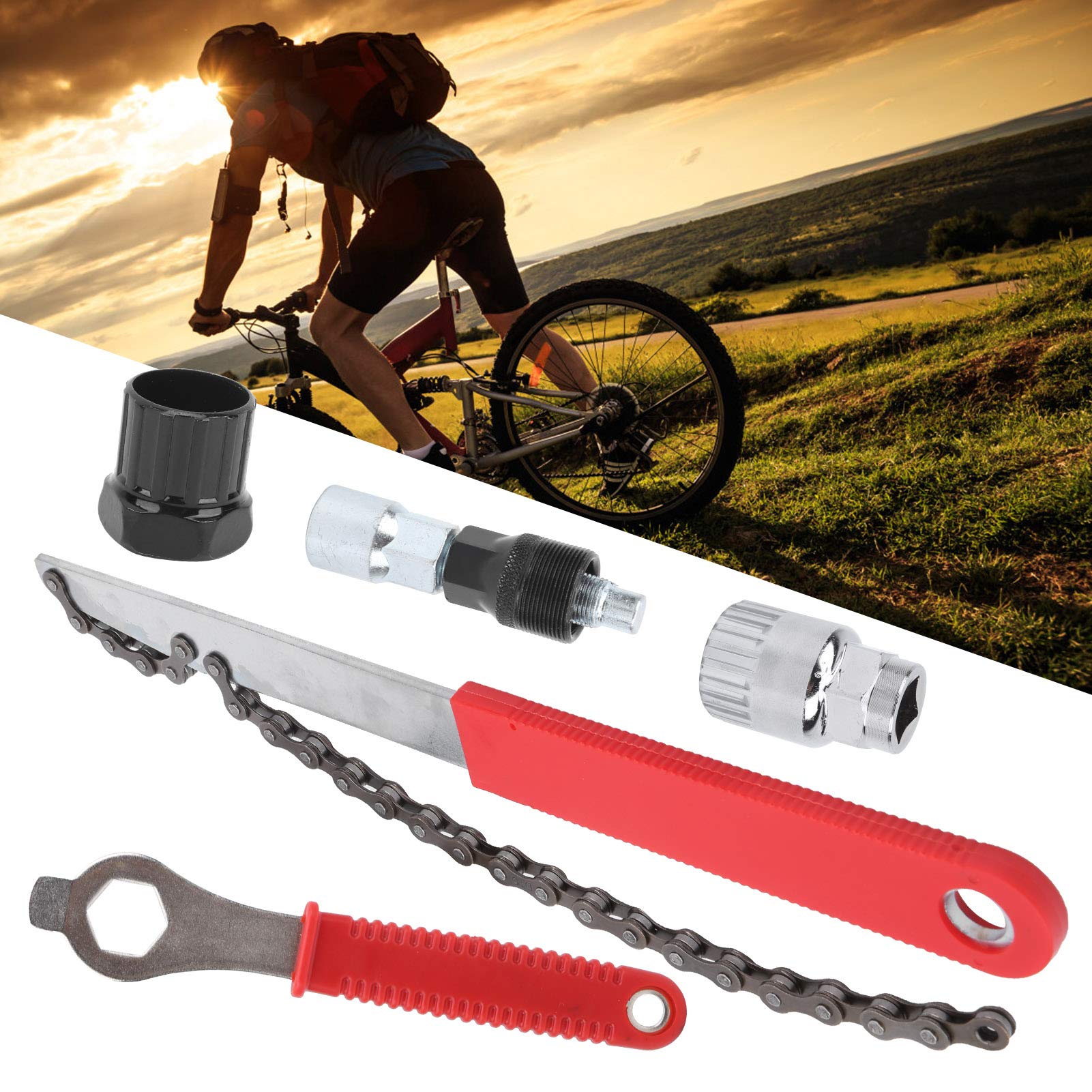 Demeras Bicycle Repair Wrench Tool Kits Installation Remove Outdoor Cycling Maintenance Carbon Steel Cassette Tools Set for Road Mountain Bikes