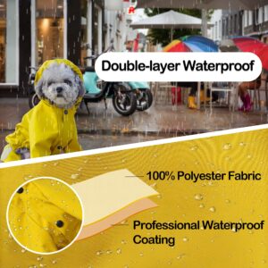 Cosibell Waterproof Puppy Dog Raincoats with Hood for Small Medium Dogs,Poncho with Reflective Strap, Lightweight Jacket with Leash Hole(L, Yellow)