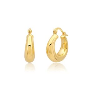 max + stone 14k yellow gold filled lightweight click top .75" chunky round polished hoop earrings