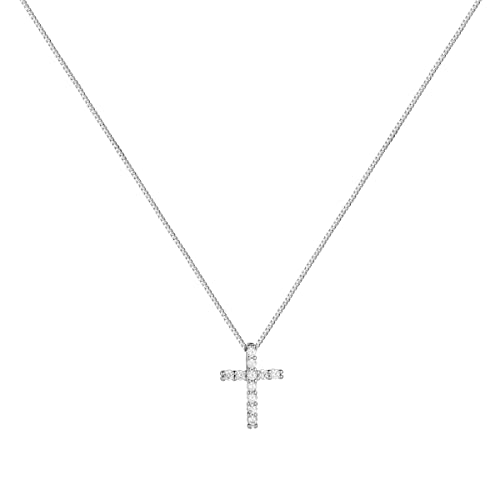 BLBLJERY Small Cross Necklaces for Women Simulated Diamond Cross Pendant Dainty Cubic Zirconia Silver