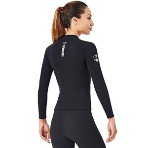 Wetsuit Top Women Men 2MM Neoprene Wetsuit Jacket Long Sleeve Diving Surfing Top, 3MM 1.5MM Wetsuits Shirt Vest Scuba Swimming Snorkeling Suit Swimsuit Warm for Water Sports (2mm Women, M)