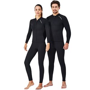 Wetsuit Top Women Men 2MM Neoprene Wetsuit Jacket Long Sleeve Diving Surfing Top, 3MM 1.5MM Wetsuits Shirt Vest Scuba Swimming Snorkeling Suit Swimsuit Warm for Water Sports (2mm Women, M)