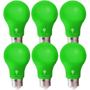 6 pack bluex led a19 green light bulbs - 9w (60watt equivalent) - e26 base led green bulb, party decoration, porch, home lighting, holiday lighting, decorative illumination green led bulb