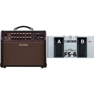 boss acoustic singer live 60-watt bi-amp acoustic combo with fx and boss fs-6 dual foot switch