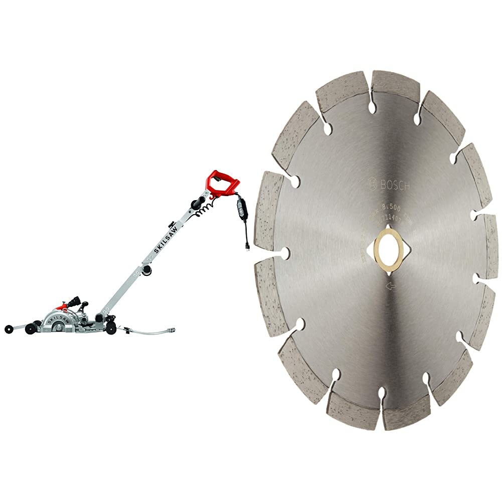 SKIL 7" Walk Behind Worm Drive Skilsaw for Concrete - SPT79A-10 & Bosch DB741C 7-Inch Premium Segmented Diamond Blade