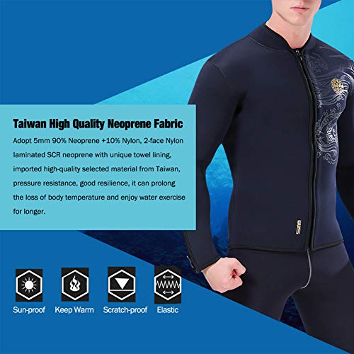 Dizokizo Wetsuit Top 5mm Long Sleeve Neoprene Wetsuit Jacket for Men