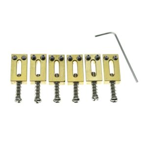 KAISH Solid Brass Guitar Bridge Saddles Brass Saddle 10.5mm String Spacing with Nickel Screws for Stratocaster/Telecaster