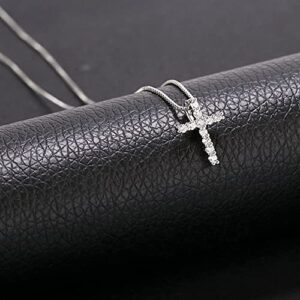 BLBLJERY Small Cross Necklaces for Women Simulated Diamond Cross Pendant Dainty Cubic Zirconia Silver