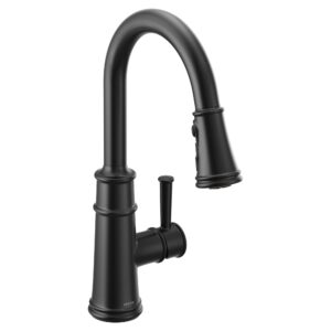 moen 7260bl belfield one-handle pulldown kitchen faucet featuring power boost and reflex, matte black