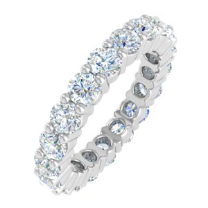 2 carat diamond eternity wedding band ring in 14k white gold (value collection) - igi certified (ring size 7.5) (i1-i2 clarity)