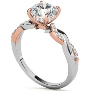 Luyona Moissanite Ring 1 ct Round Cut Lab Double-Colors Twisting Infinity Engagement Wedding Anniversary Ring, Customize Name Engraving (white gold, Customize)