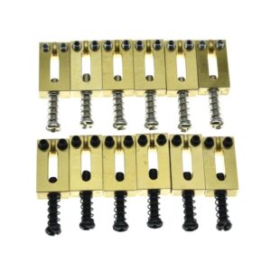 KAISH Solid Brass Guitar Bridge Saddles Brass Saddle 10.5mm String Spacing with Nickel Screws for Stratocaster/Telecaster