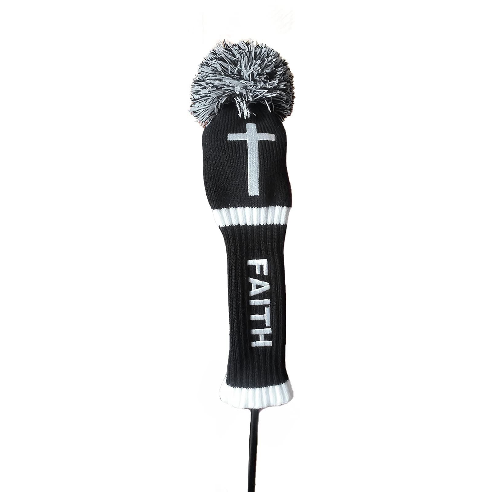 Knitted Golf Club Head Covers Driver Faith Cross Embroidered Gift Original 460cc Driver Wood POM POM