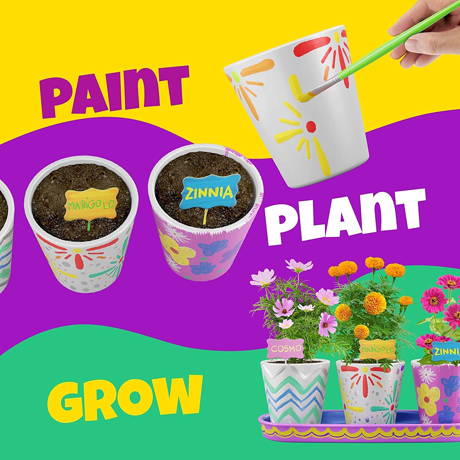 Paint & Plant Stoneware Flower Gardening Kit - Easter Gifts for Girls & Boys Ages 6-12 - Kids Arts & Crafts Project Birthday Gift, STEM Activity for Age 6, 7, 8, 9, 10, 11 & 12 Year Old Girl