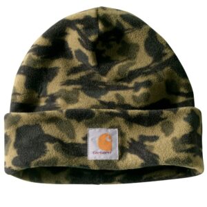 carhartt men's fleece beanie, black blind duck camo, ofa