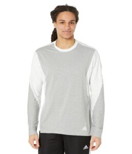 adidas men's well being long sleeve tee, solid grey, small