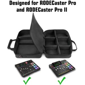 USA Gear Audio Mixer Case - Podcast Mixer Travel Case with Scratch-Resistant Interior & Customizable Storage - Compatible with RODECaster Pro, RODECaster Pro II, RC Duo & More Audio Equipment (Black)