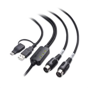 cable matters midi to usb cable 6.6 ft / 2m (usb midi cable, midi to usb c cable) in black, does not support sysex