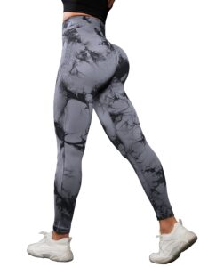 ovesport seamless leggings for women butt lift high waist sexy tie dye yoga pants soft opaque sports workout tights running(ck1370, black, l)