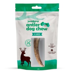 jack & pup elk antler chew for large dogs | long lasting, rawhide-free dog chews | single ingredient, nutrient-rich dog toy