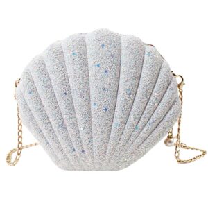 zlm bag us glitter seashell evening clutch purse mini chain crossbody bag pu leather shell pearl shoulder bag