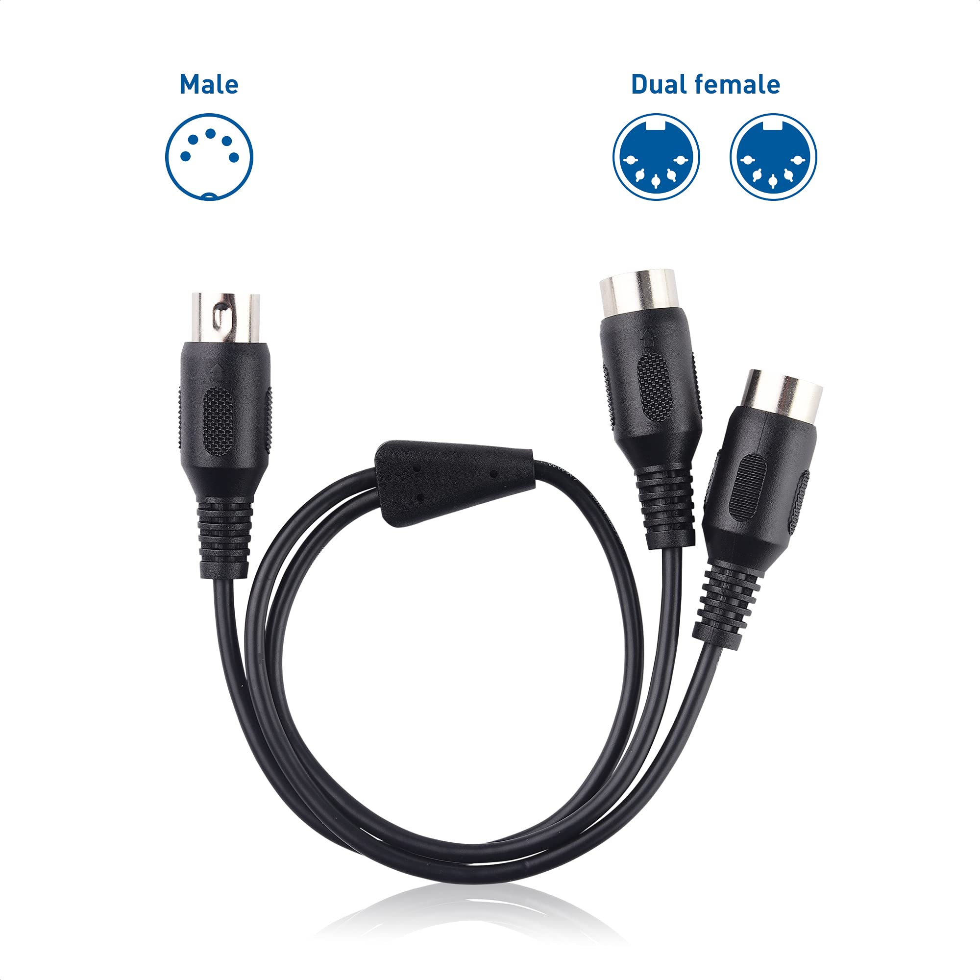 Cable Matters 5-PIN DIN MIDI Splitter Cable (Dual MIDI Cable) - 0.5 Meters / 1.6 Feet