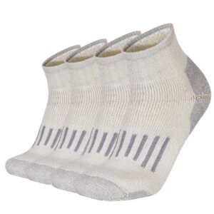 enerwear 4p pack men's merino wool cushion trail low cut socks(10-13,grey