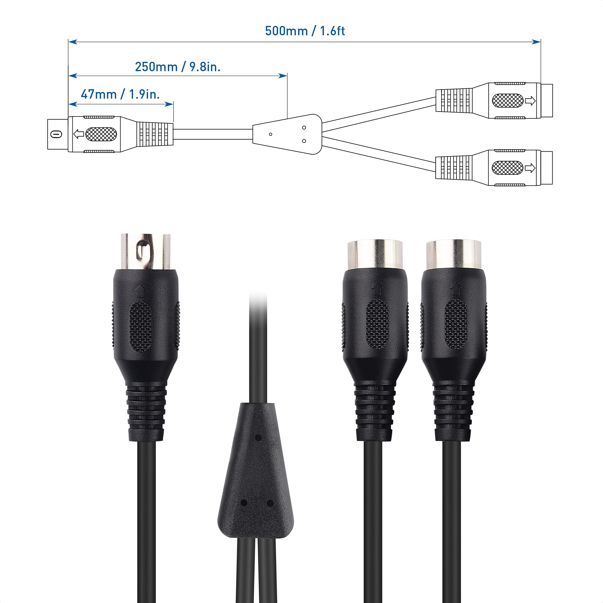 Cable Matters 5-PIN DIN MIDI Splitter Cable (Dual MIDI Cable) - 0.5 Meters / 1.6 Feet