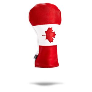 pins & aces canada head cover - premium, hand-made leather, headcover - maple leaf styled, tour quality golf club cover - style and customize your golf bag (driver)