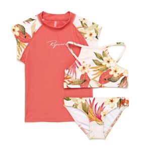 rip curl girls leilani 3 piece set girls rash vest age 16 pink