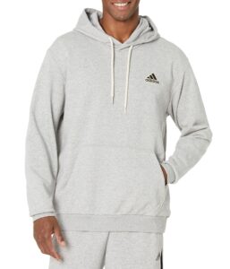 adidas men's essentials feelcomfy french terry hoodie, medium grey heather, large