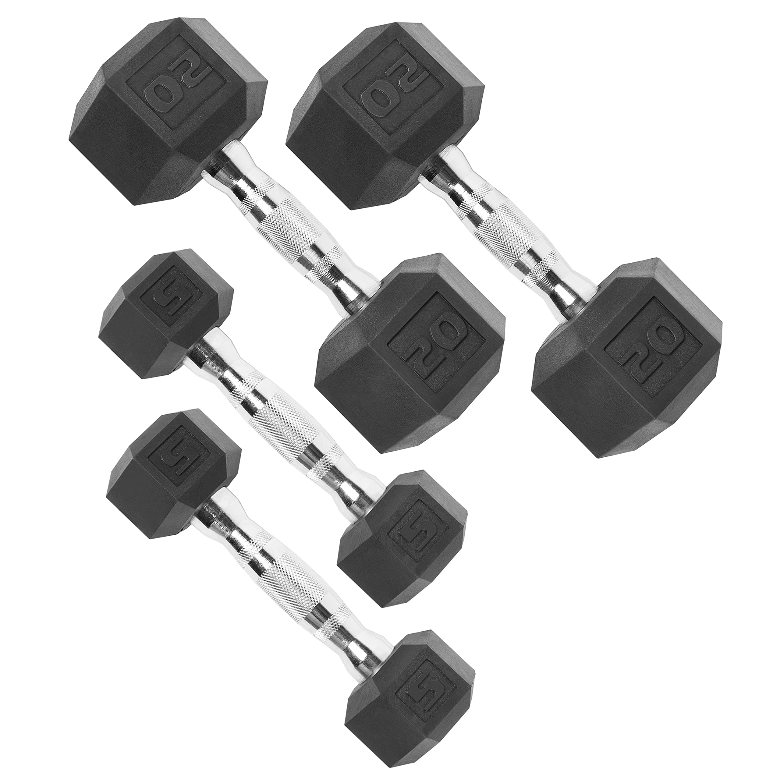 CAP Barbell 50lb Coated Hex Dumbbells, 5x2 20x2, Part of 150lb Set