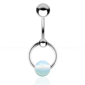 toolsside vch jewelry vertical hood - opalite stone door knocker industrial piercing jewelry for all piercings - stainless steel piercing