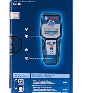 Bosch Professional Stud Finder GMS 120 (Drill Hole Marker, max. Detection Depth Wood/Magnetic Metal/Non-Magnetic Metal/Live Cable: 38/120/80/50 mm, in Cardboard Box) - Amazon Exclusive Set