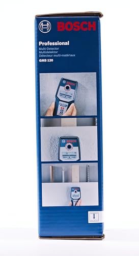 Bosch Professional Stud Finder GMS 120 (Drill Hole Marker, max. Detection Depth Wood/Magnetic Metal/Non-Magnetic Metal/Live Cable: 38/120/80/50 mm, in Cardboard Box) - Amazon Exclusive Set