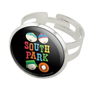 graphics & more south park characters logo silver plated adjustable novelty ring