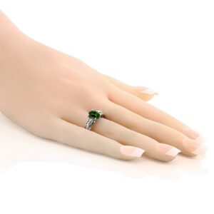 Gem Stone King 925 Sterling Silver Green Chrome Diopside Ring For Women (1.20 Cttw, Oval 8X6MM, Available In Size 5, 6, 7, 8, 9)