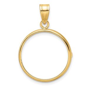 roy rose jewelry gold coin bezel pendant mounting - 13mm 14mm 15mm coin size - polished rim design - 14k yellow gold - prong set with bail